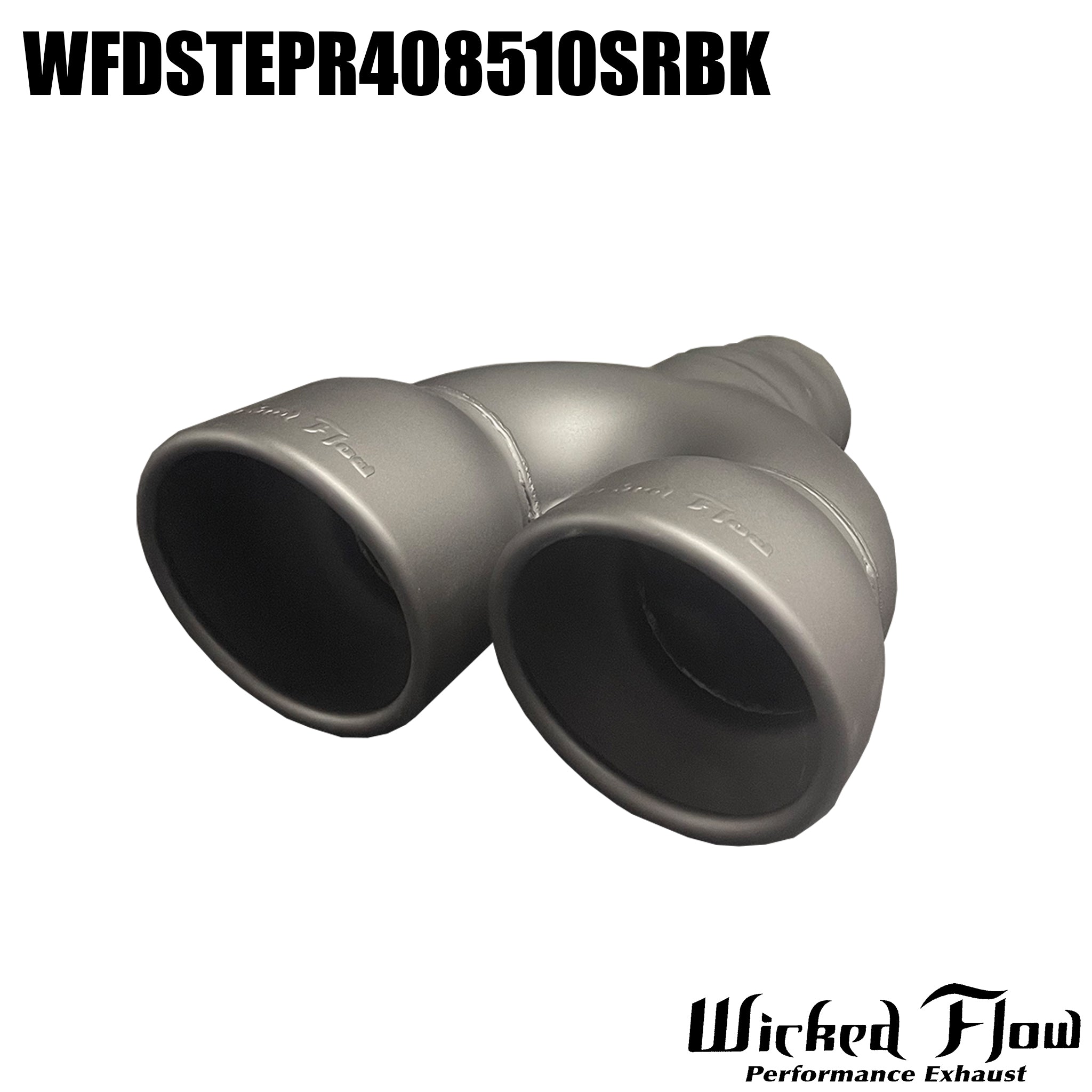 WFDSTEPR408510SRBK- DUAL EXHAUST TIP - Step Inlet - POWDERCOATED "Righ ...